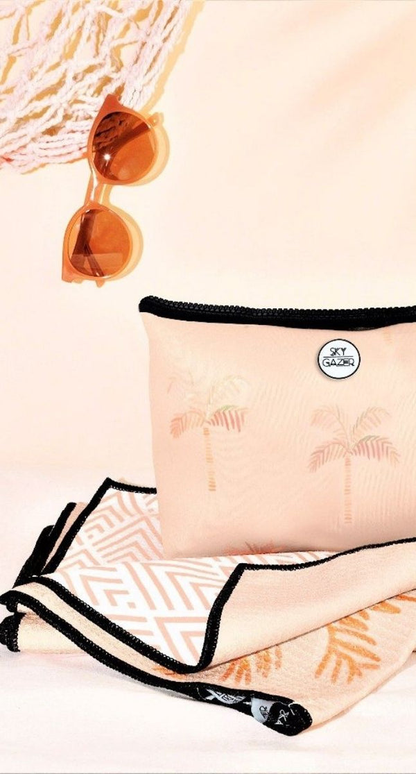 Sky Gazer Luxury beach Towel in Pouch - The Mooloolaba - Carla Swimwear